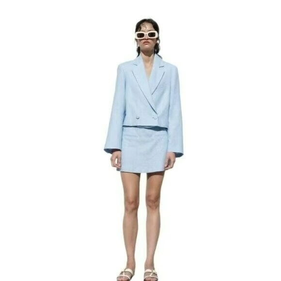 Zara | Skirts | Zara Light Blue Skirt Set | Poshmark